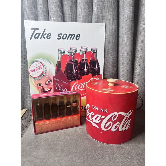 Coca Cola | Dining | Vtg Coca Cola Mini Bottles Decade Ice Bucket Metal ...